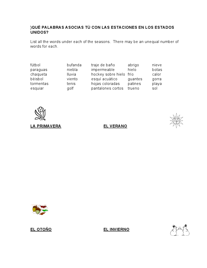 Seasons - Spanish Lesson